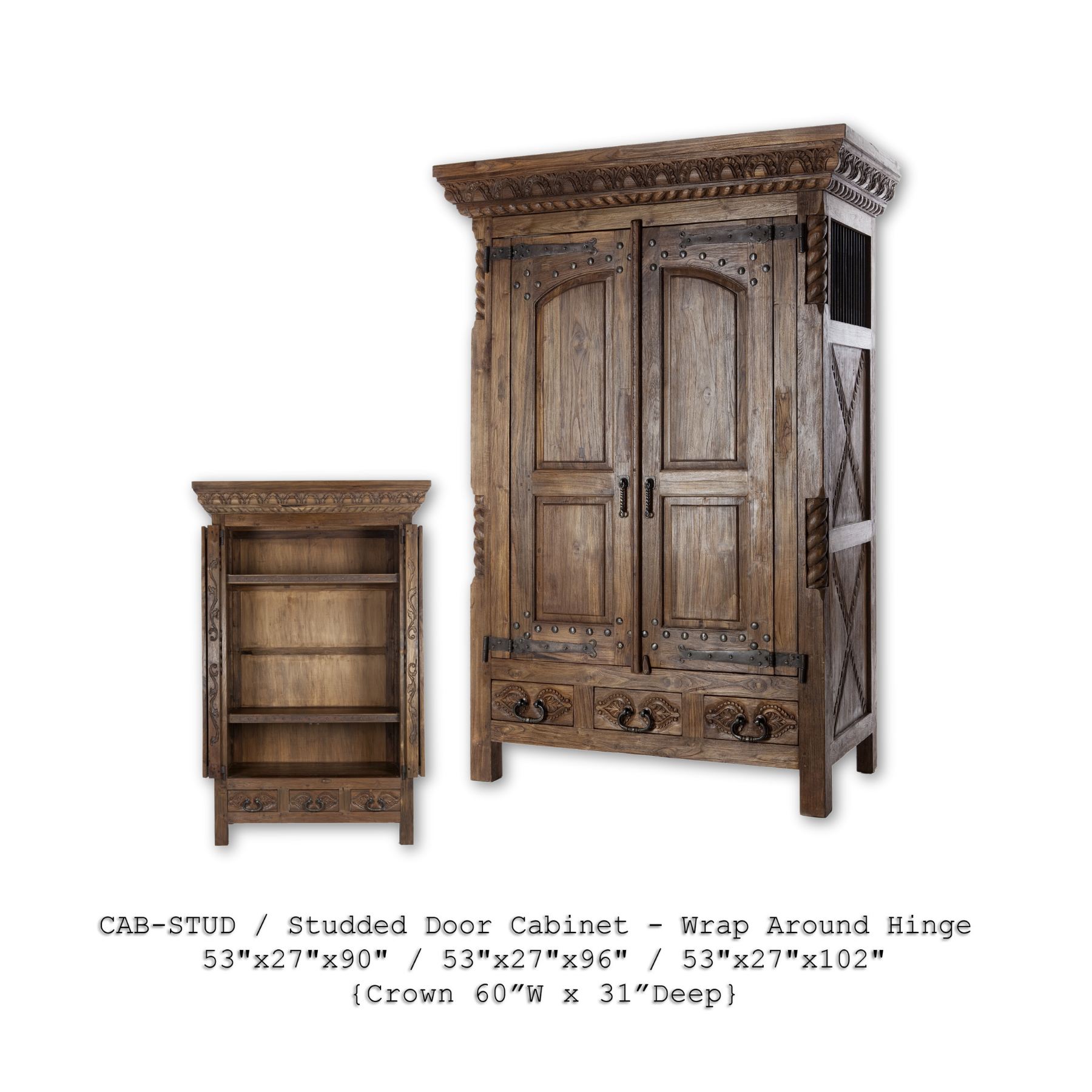 Studded Door Cabinet With Wrap Around Doors – Hill Country Interiors