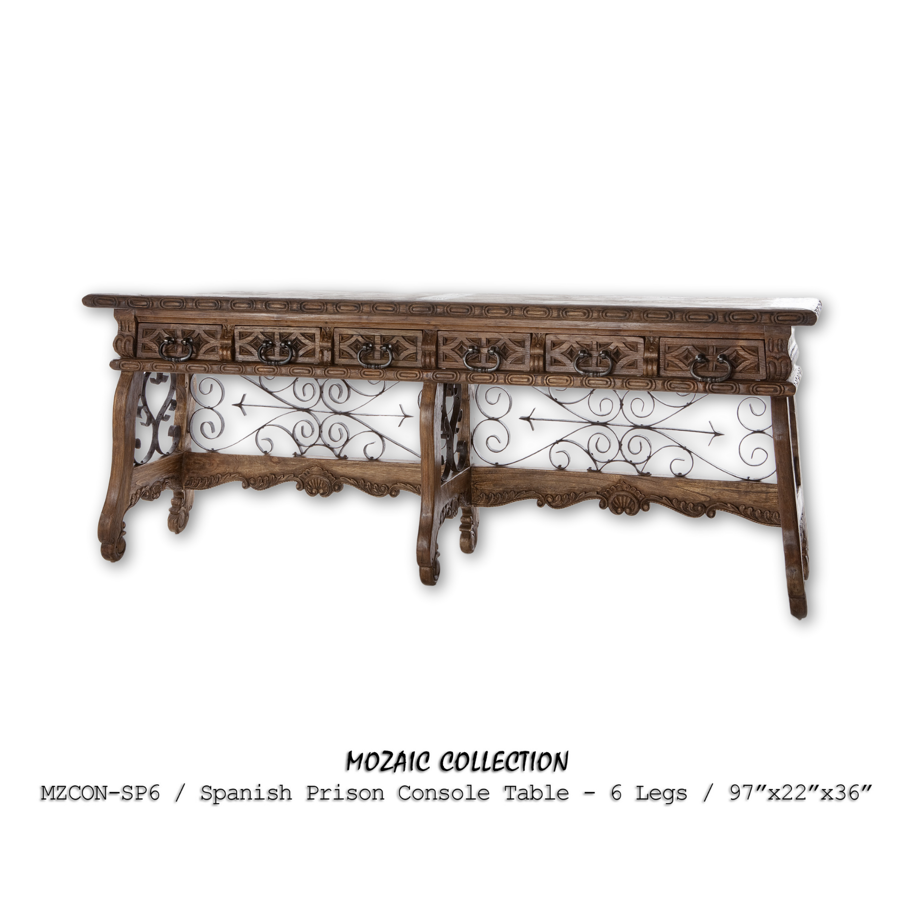 Spanish Prison 6 Leg Console Table – Hill Country Interiors